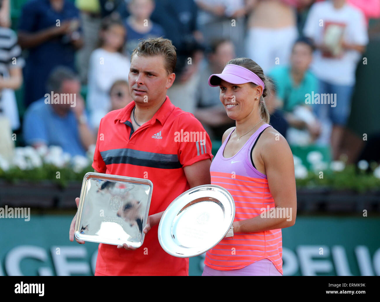 Paris. 4th June, 2015. Lucie Hradecka (R) of the Czech Republic and ...