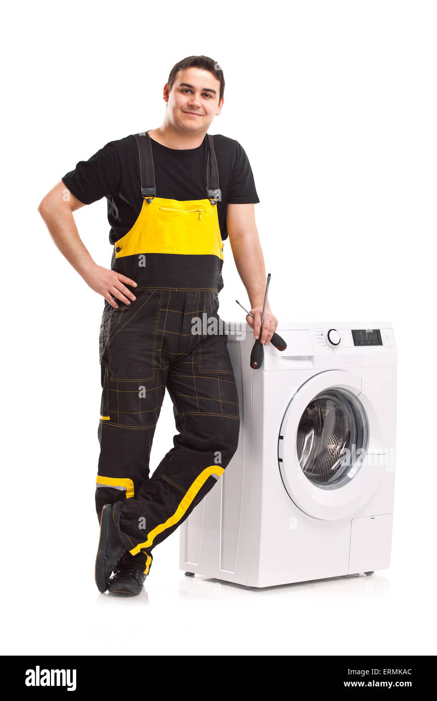 Fix washing machine Cut Out Stock Images & Pictures - Alamy