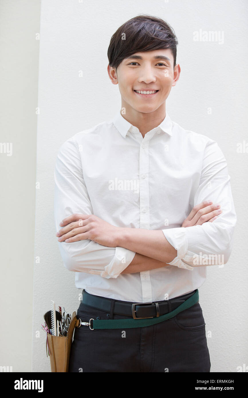 Portrait of male barber Stock Photo - Alamy