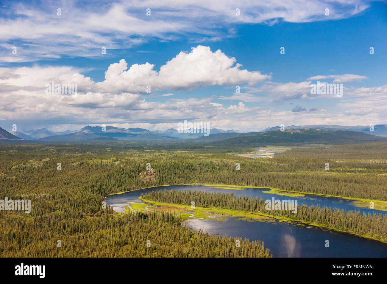 A view of the Baird Mountains and tundra covered hills and forest ...