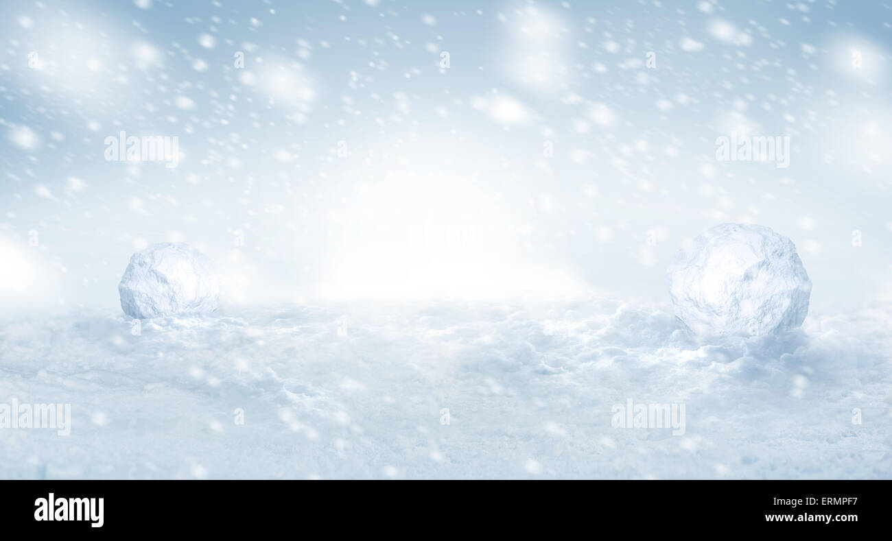 Nice winter snow background with snowball and copyspace Stock Photo - Alamy