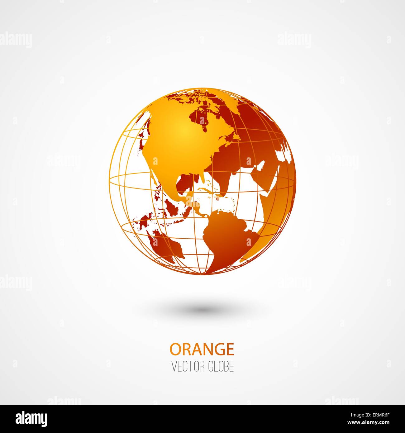Orange transparent globe isolated in white background. Vector icon ...