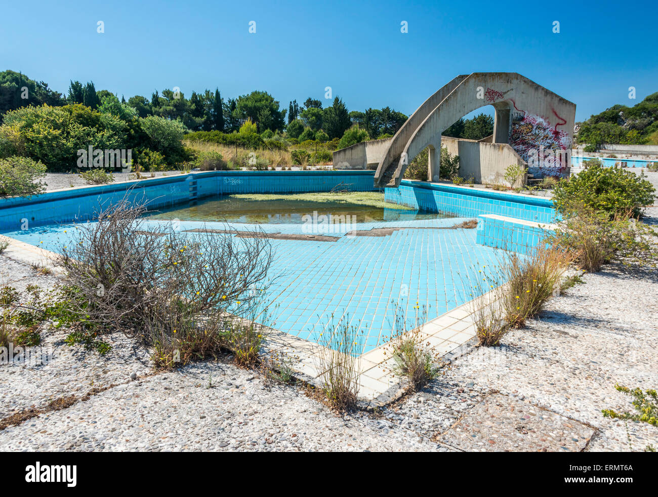 an abandoned lido complex on the island of rhodes in Greece where the ...