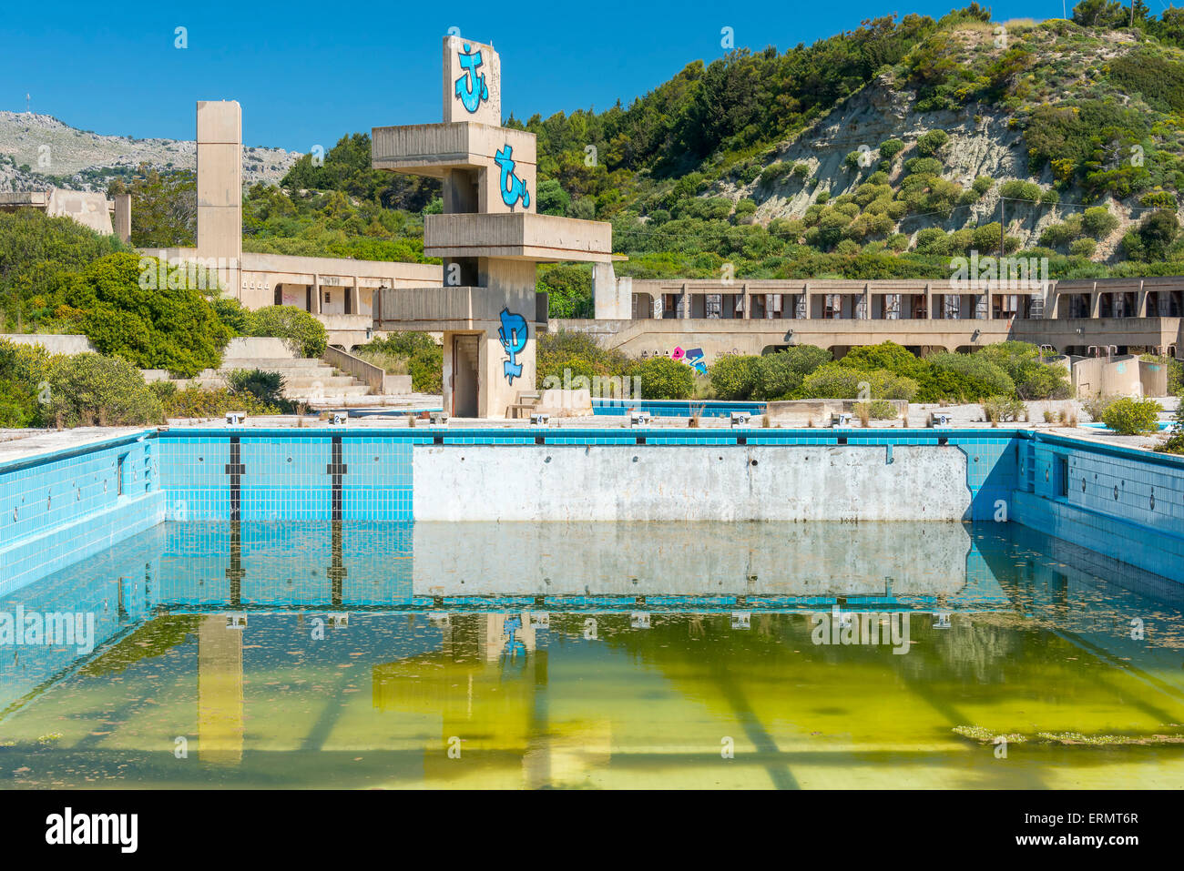 an abandoned lido complex on the island of rhodes in Greece where the ...
