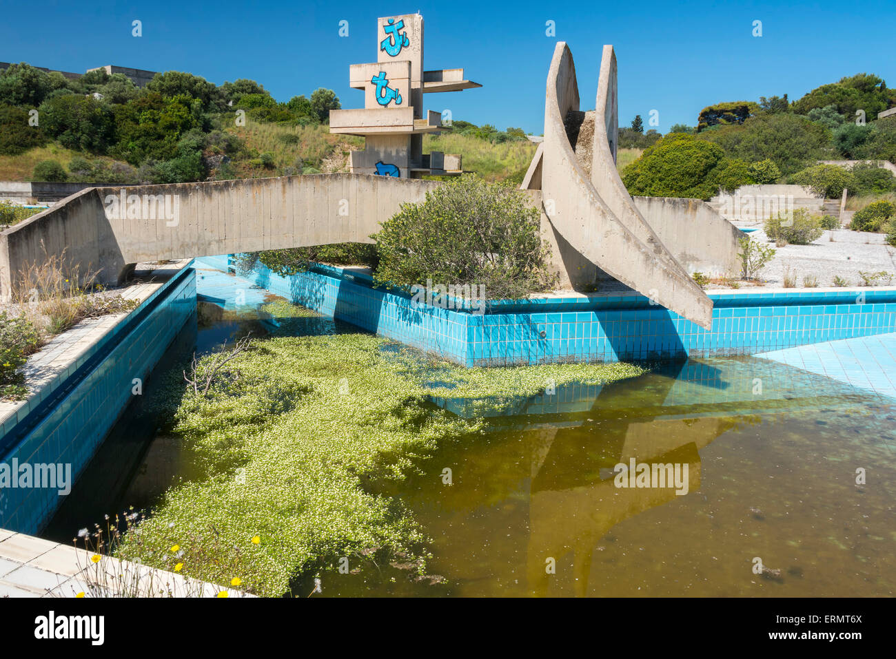 an abandoned lido complex on the island of rhodes in Greece where the ...