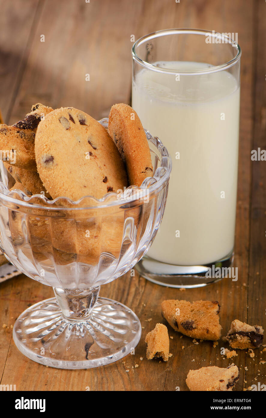 Glass milk cookies in plate hi-res stock photography and images - Alamy