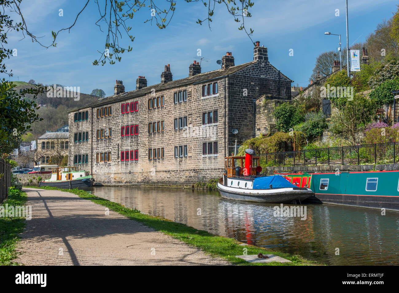 The pretty tourist town of Hebden Bridge in the South Pennine region of ...