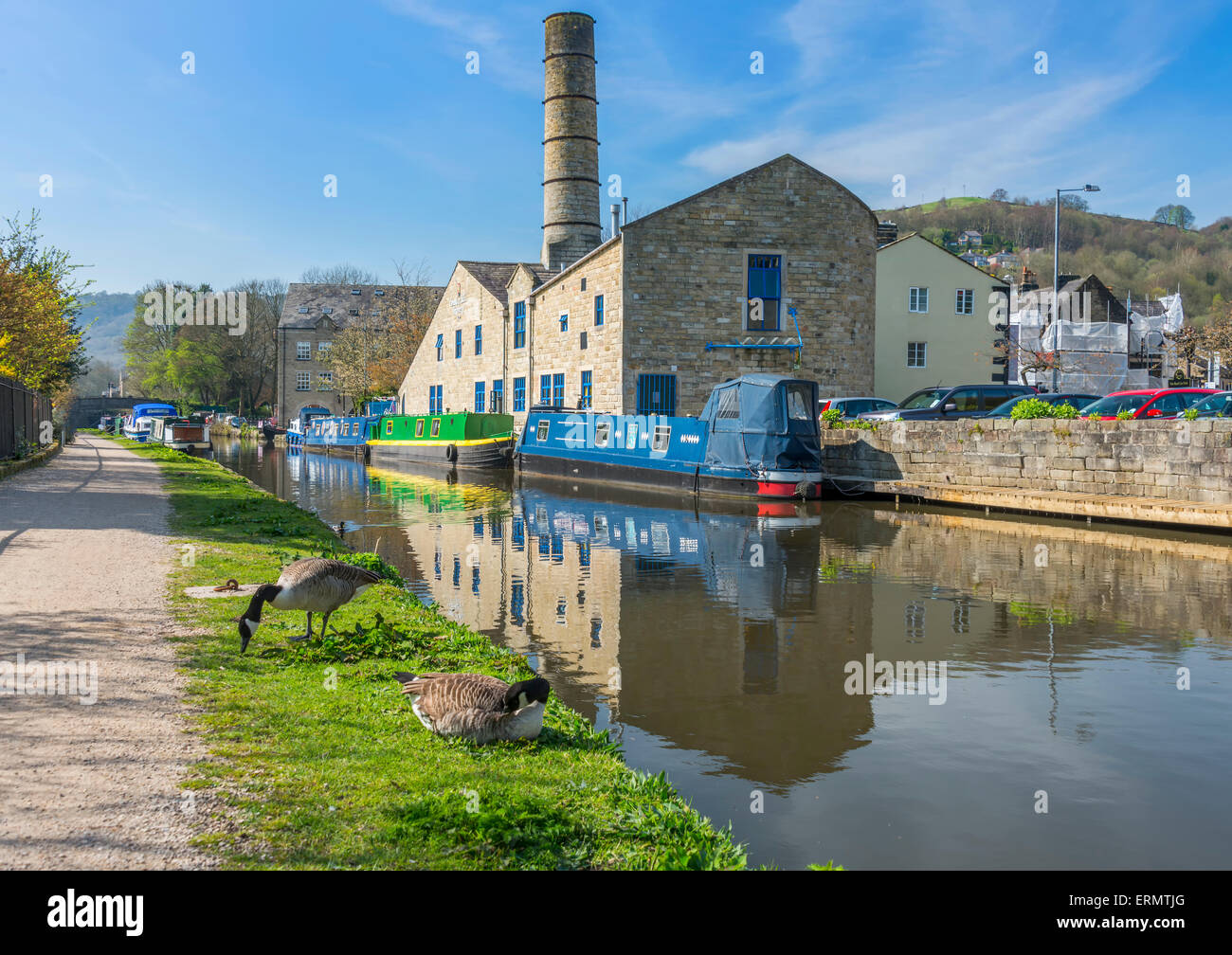 The pretty tourist town of Hebden Bridge in the South Pennine region of ...