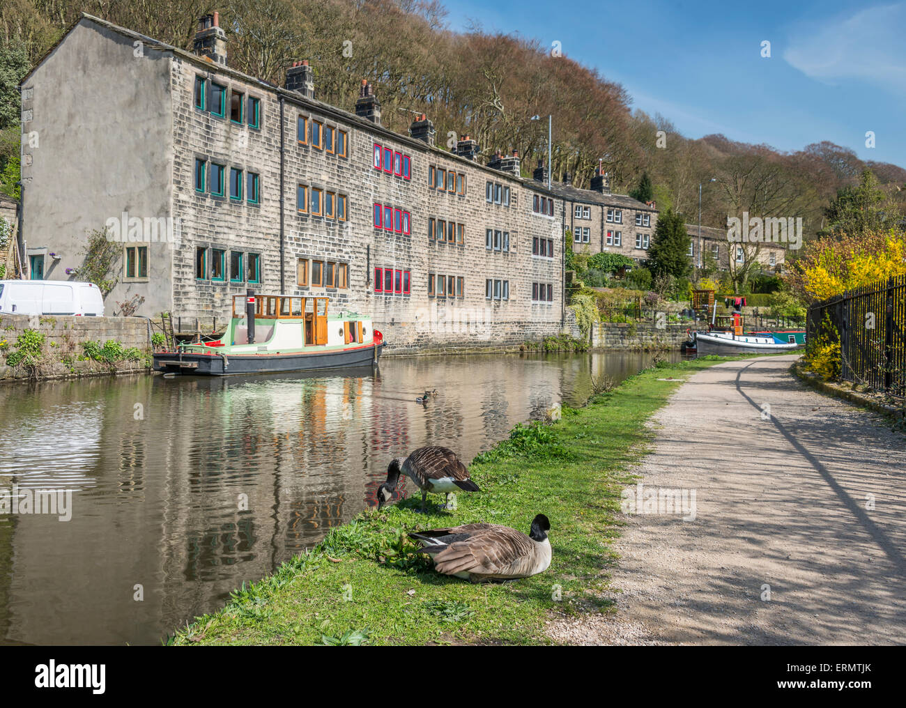 The pretty tourist town of Hebden Bridge in the South Pennine region of ...