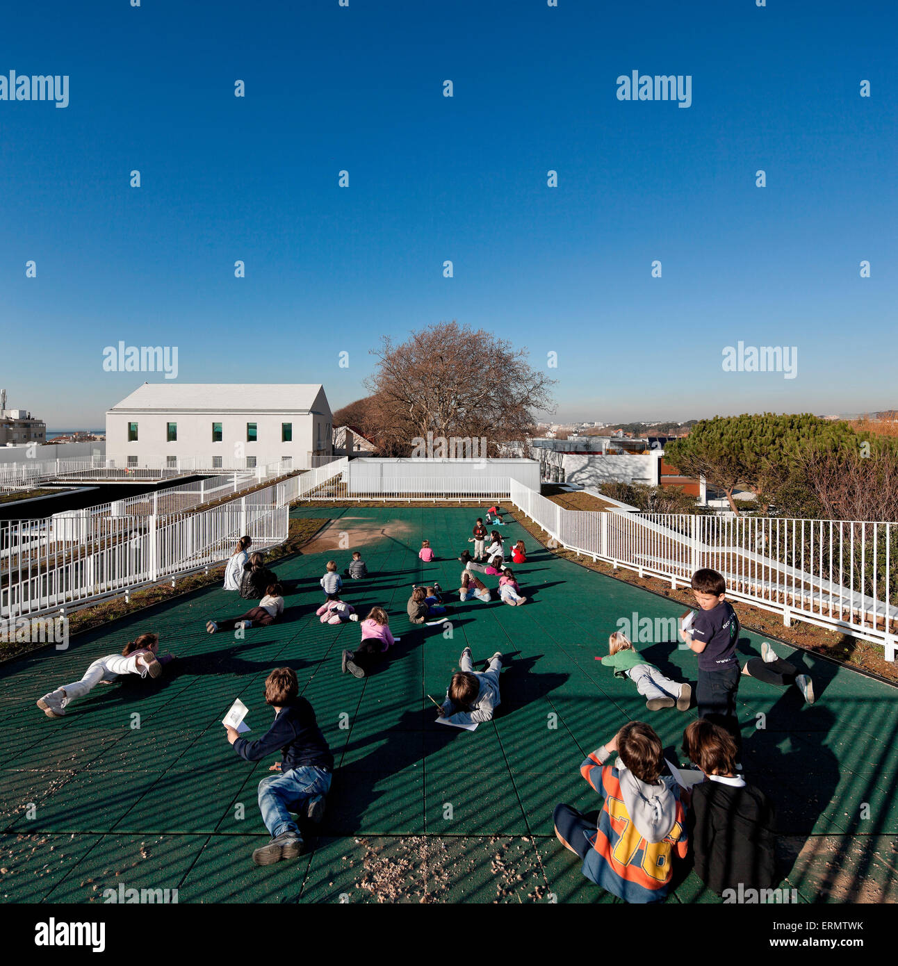 Sloping playground area. Center School S.Miguel de Nevogilde, Oporto ...