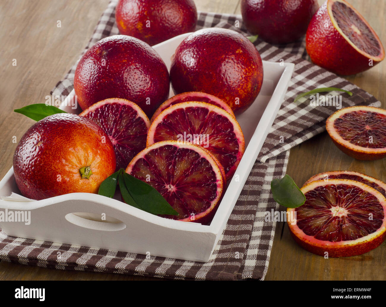 Fresh blood oranges in white box Stock Photo - Alamy
