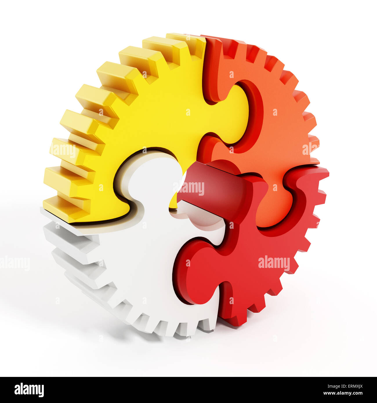 Multi-colored puzzle parts forming a gear Stock Photo - Alamy