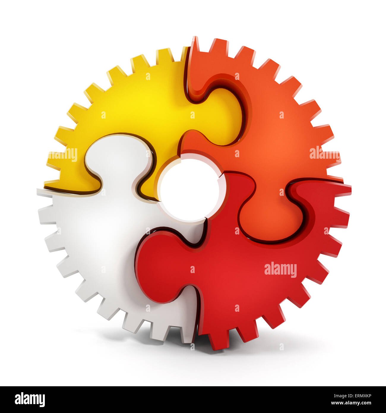 Multi-colored puzzle parts forming a gear Stock Photo - Alamy