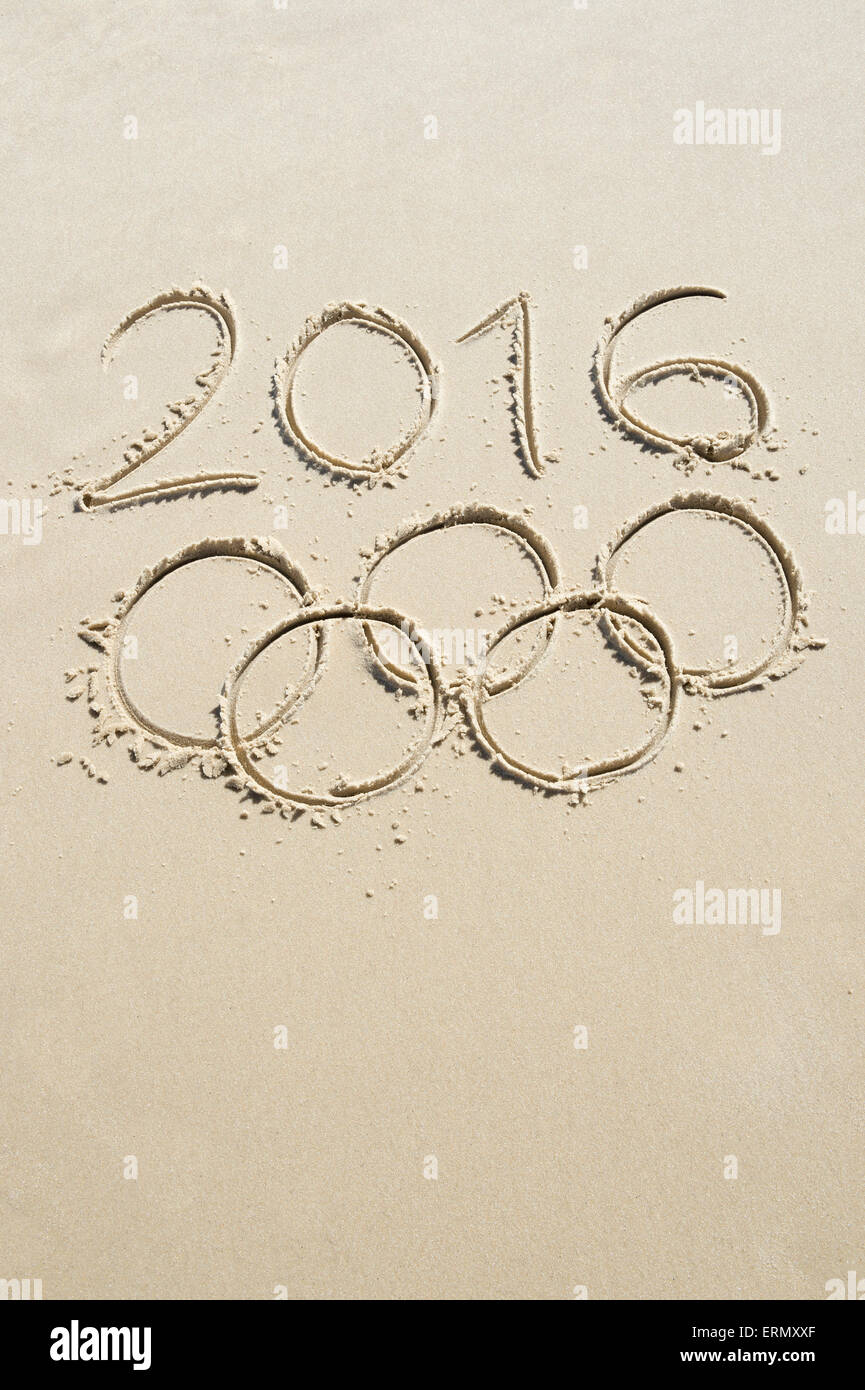 RIO DE JANEIRO, BRAZIL - MARCH 20, 2015: Olympic rings drawn in the ...