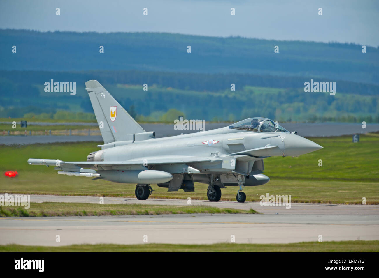 Eurofighter Typhoon fast fighter jet preparing to take off from RAF ...
