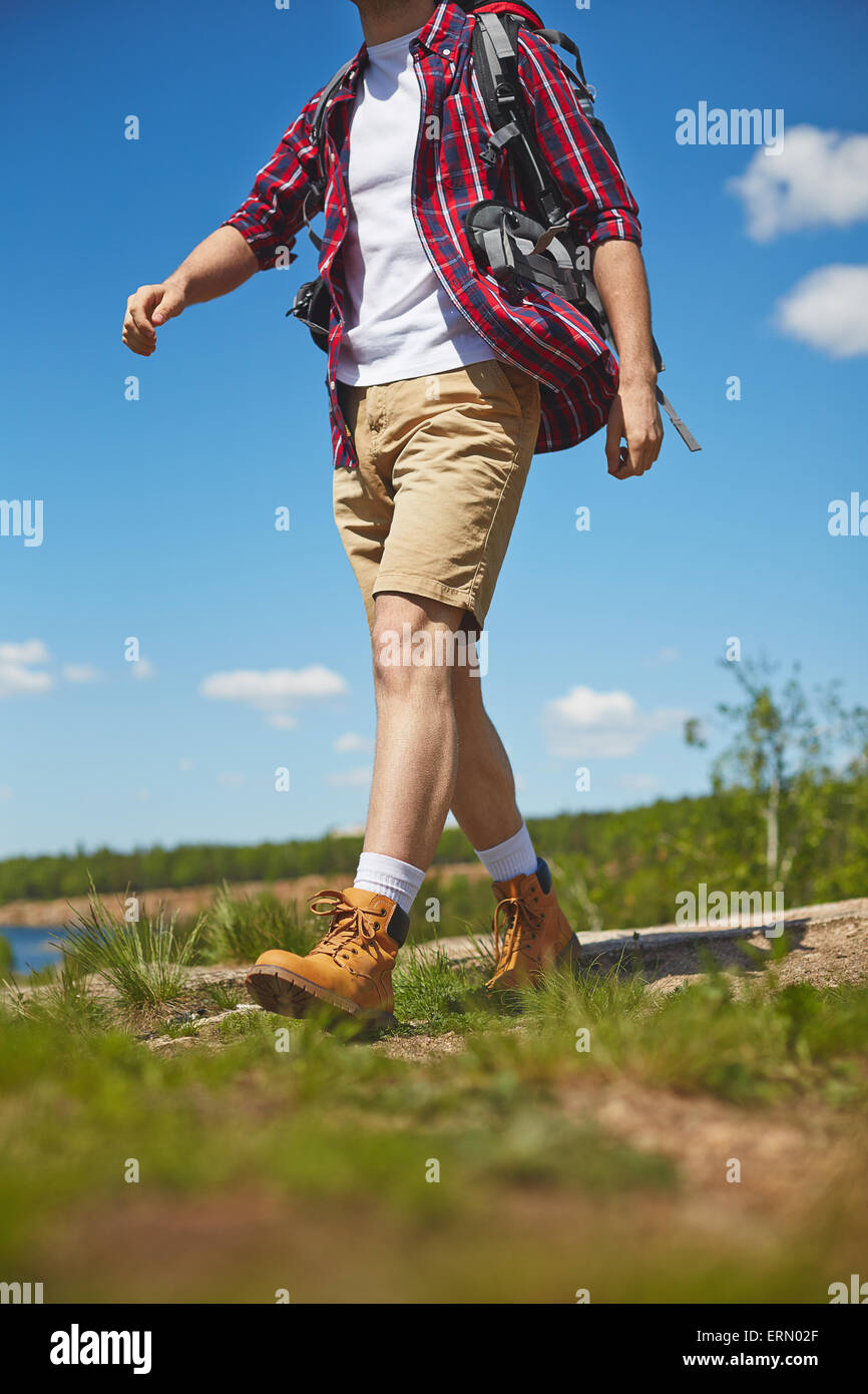 Male tourist with backpack traveling in the country Stock Photo - Alamy