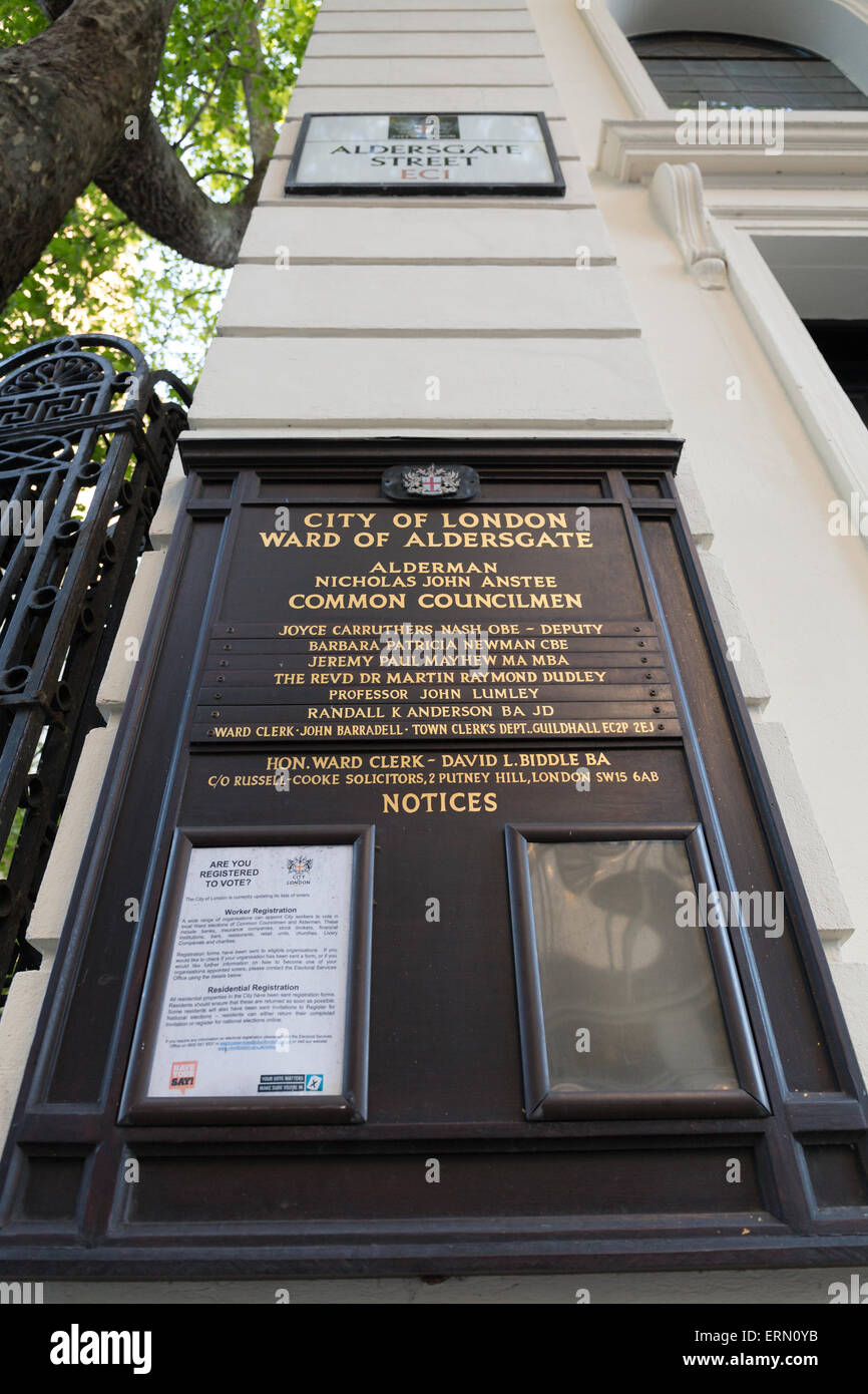 City of London ard of Aldersgate sign Stock Photo - Alamy