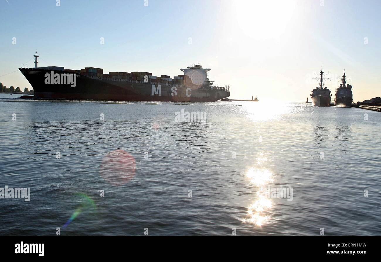 Gdynia, Poland 5th, June 2015 Largest in history container ship arrived ...