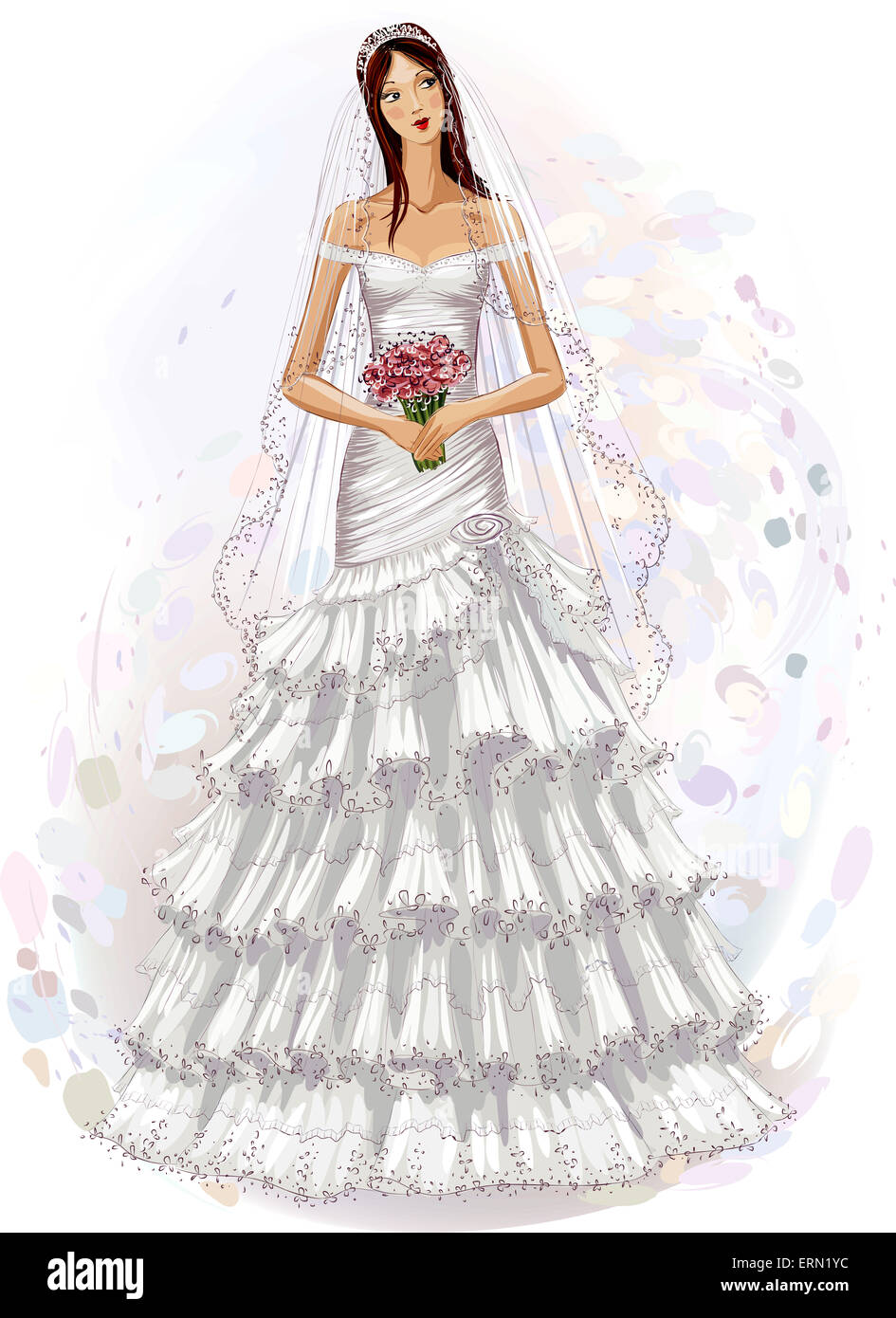 Vector illustration of a young bride Stock Photo - Alamy