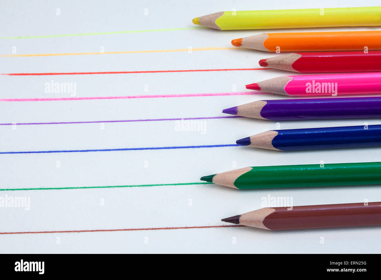 different lines of different colours eith the coloured pencils used to ...