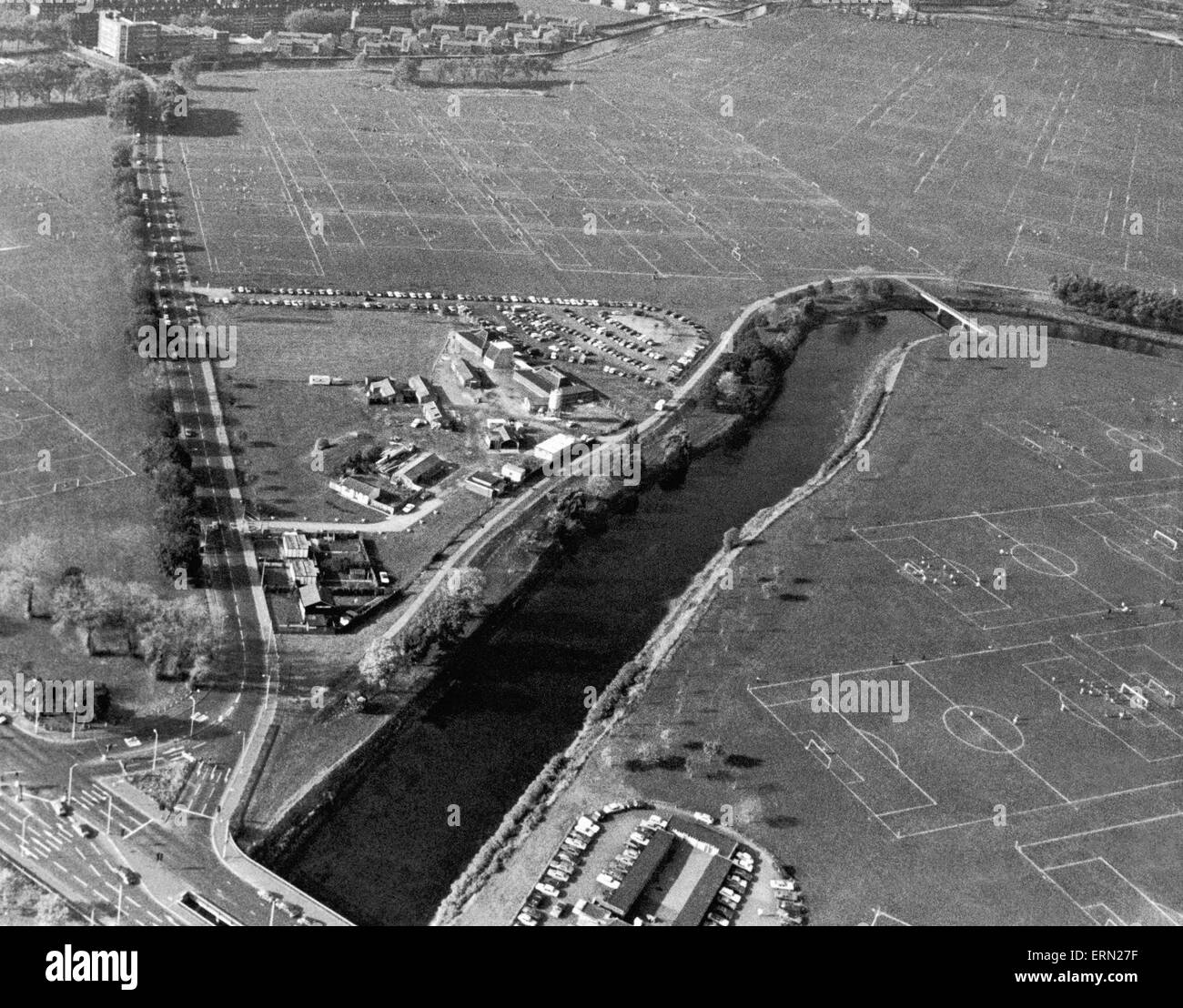 Hackney Marshes from the air. Circa 1980 Stock Photo - Alamy