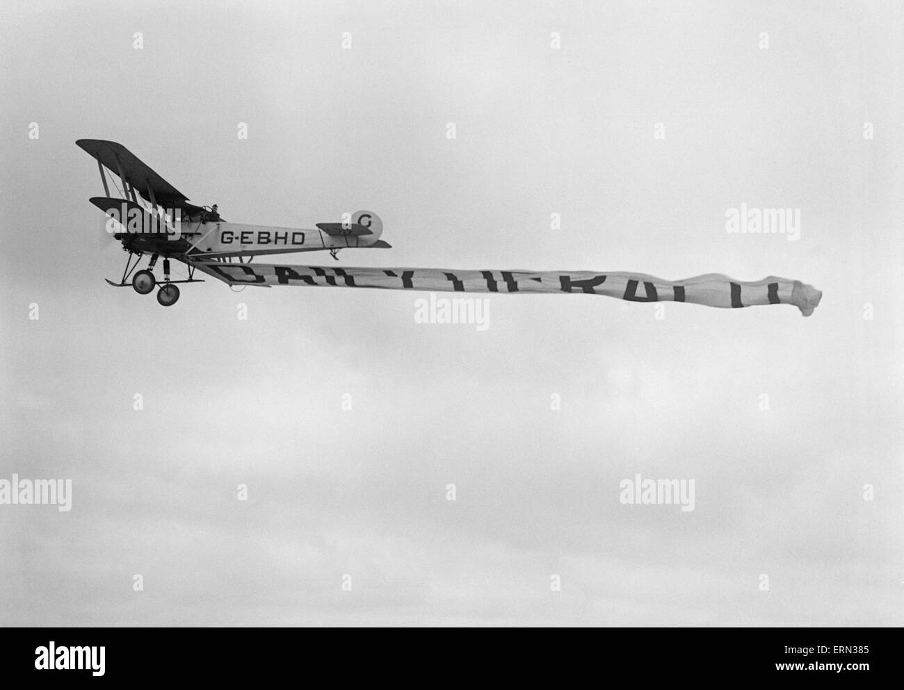 An Avro 504N seen here towing a Daily Herald banner 24th April 1932 ...