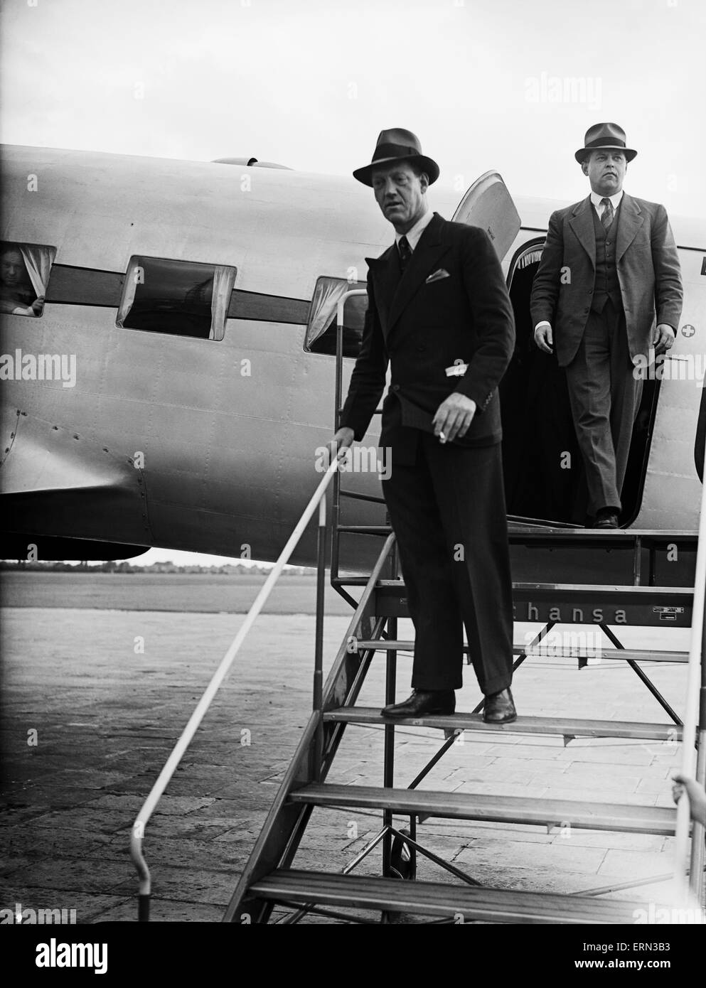 Prince Axel of Denmark on a official visit dis-embarks from Danish Air ...