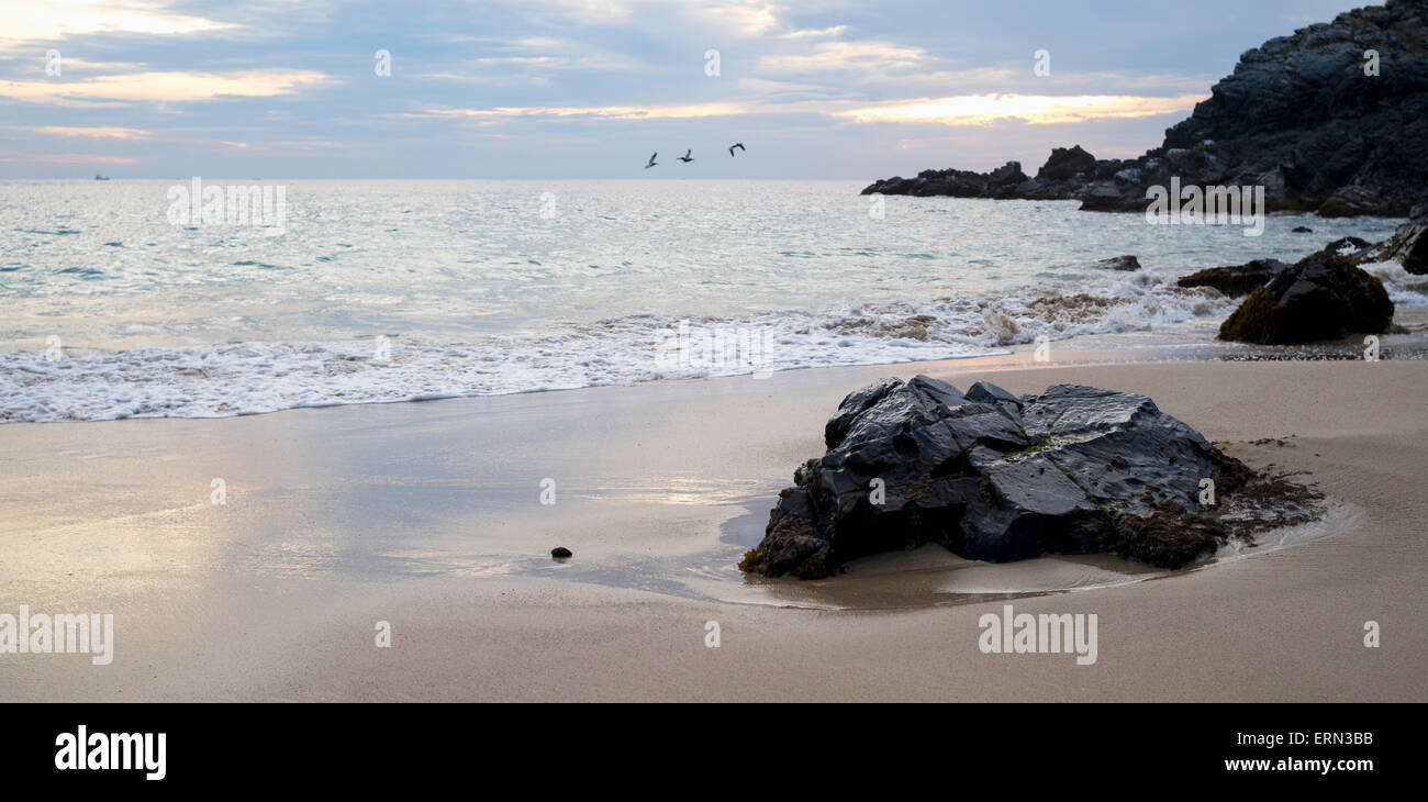 Rugged coastline at sunset along the Mexican Riviera; Ixtapa ...