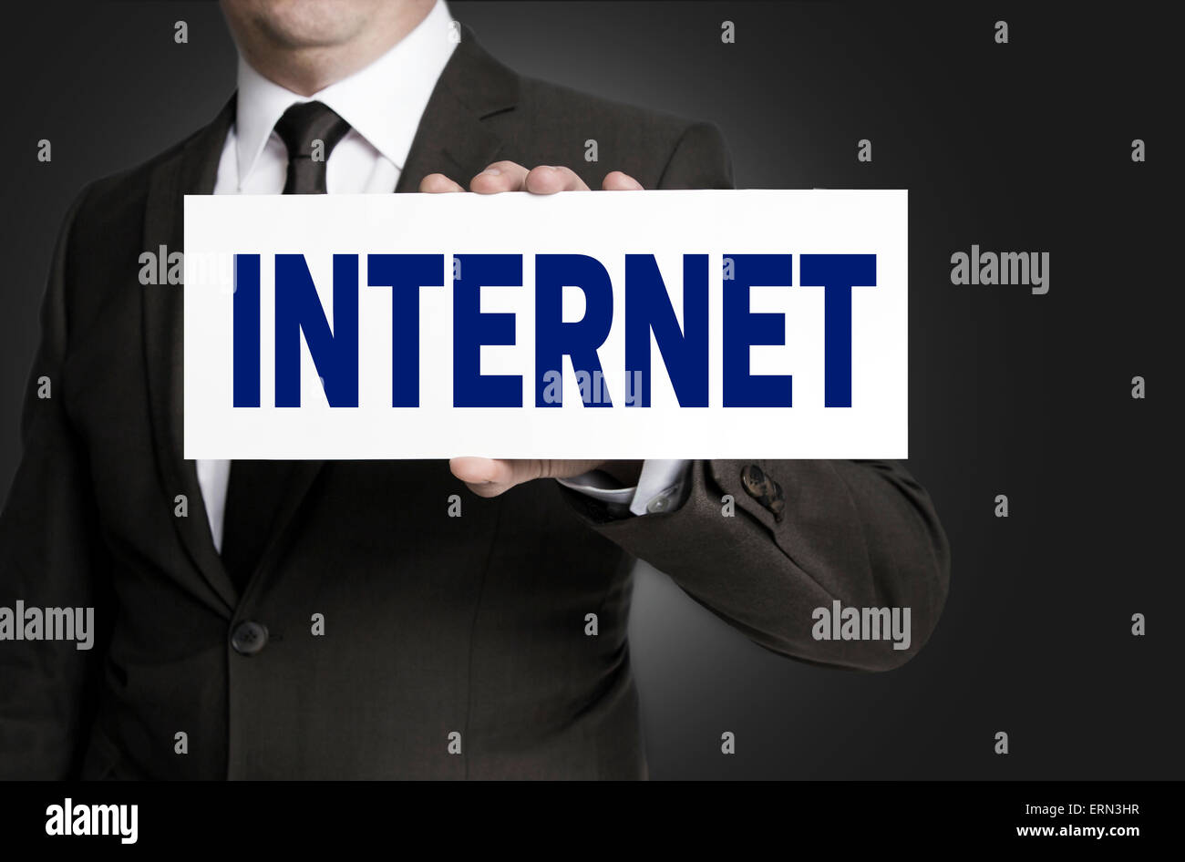 Internet sign is held by businessman Stock Photo - Alamy