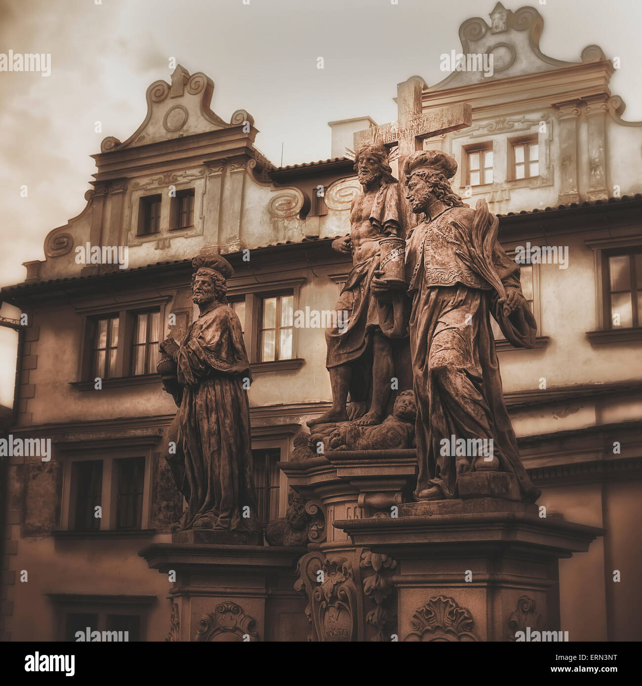 Statues along the Karl Bridge; Prague, Czech Republic Stock Photo - Alamy