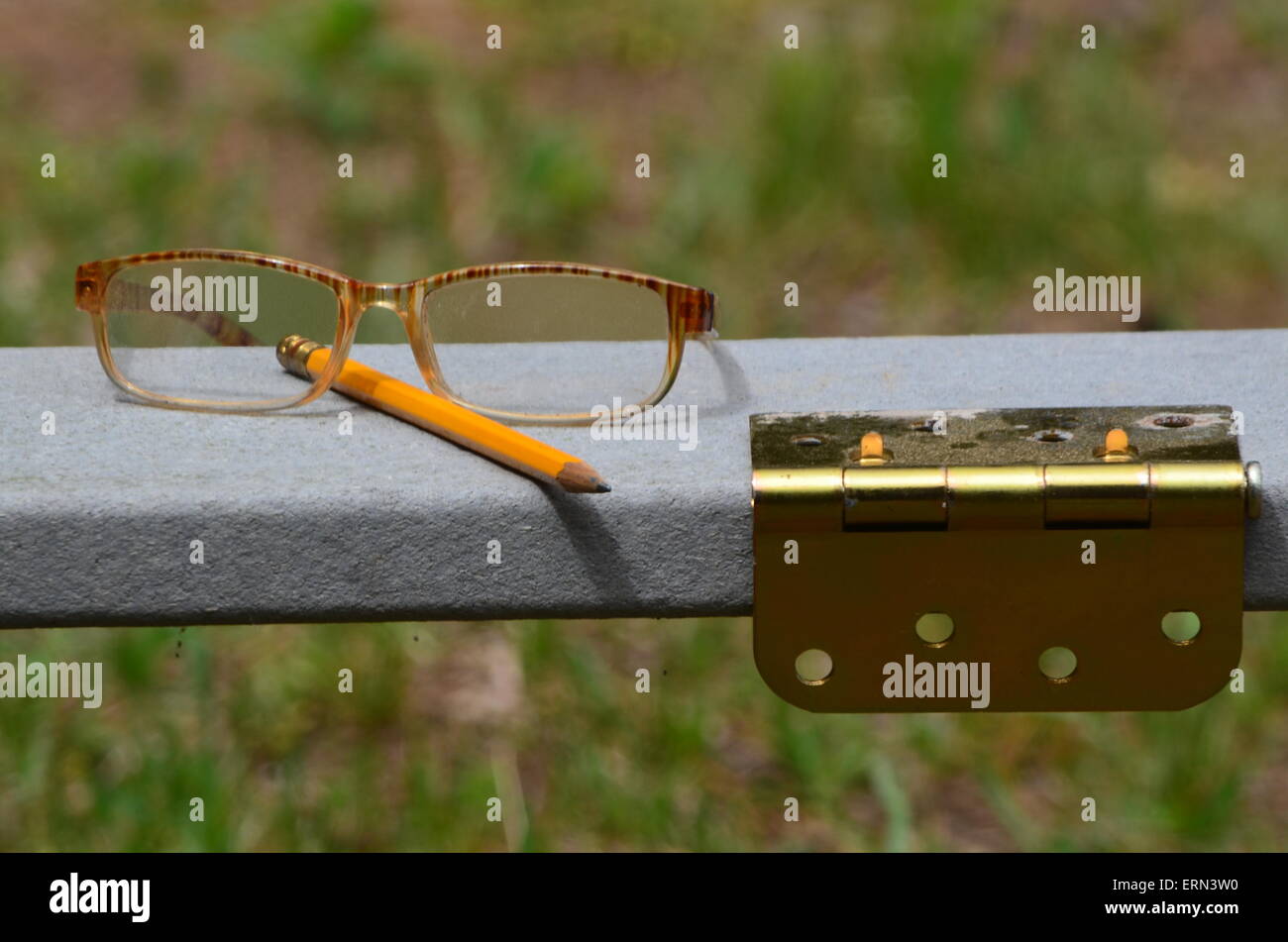 hinge,glasses and pencil Stock Photo - Alamy