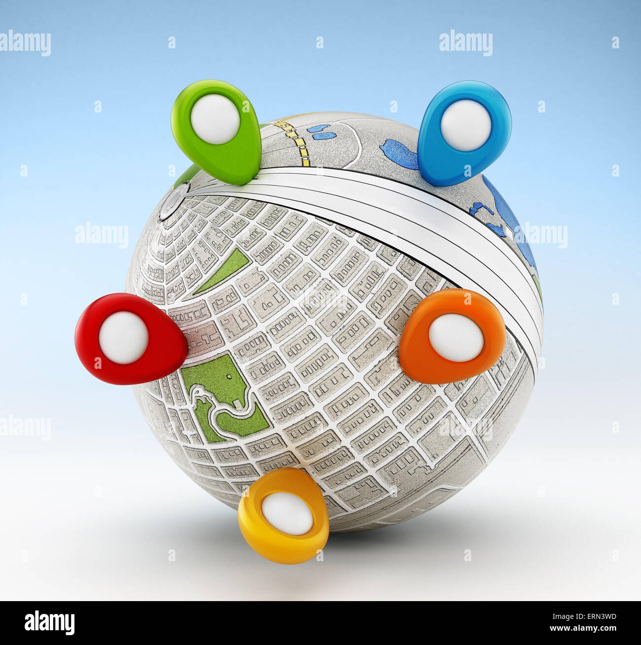 Navigation map textured globe isolated Stock Photo - Alamy