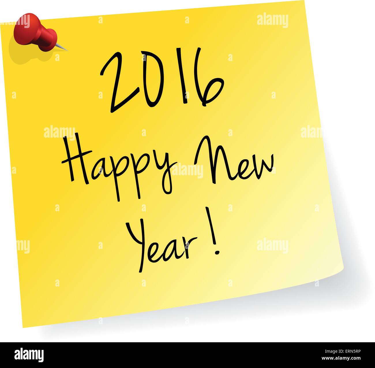 Happy New Year 2016 Yellow Stick Note Paper Vector Isolated Stock ...