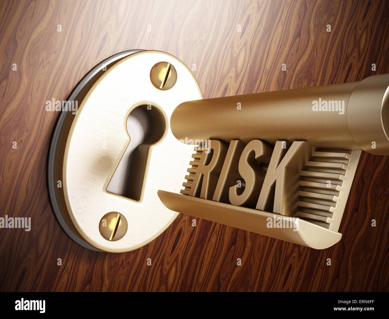 Key with risk word in front of the keyhole Stock Photo - Alamy