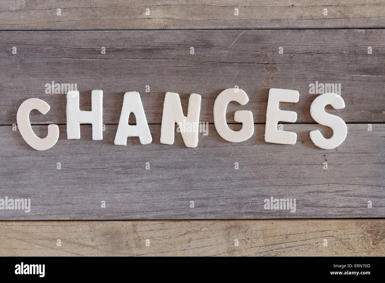 Word changes written with wood letters over a wooden surface Stock ...