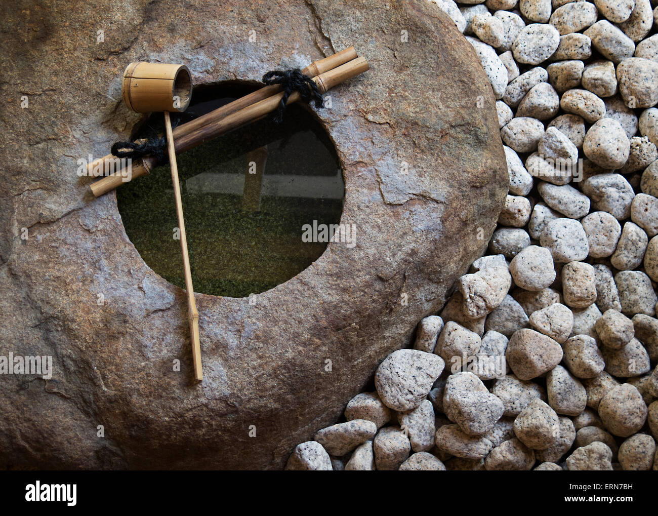 Japanese temple stone water fountain; Kyoto, Japan Stock Photo - Alamy