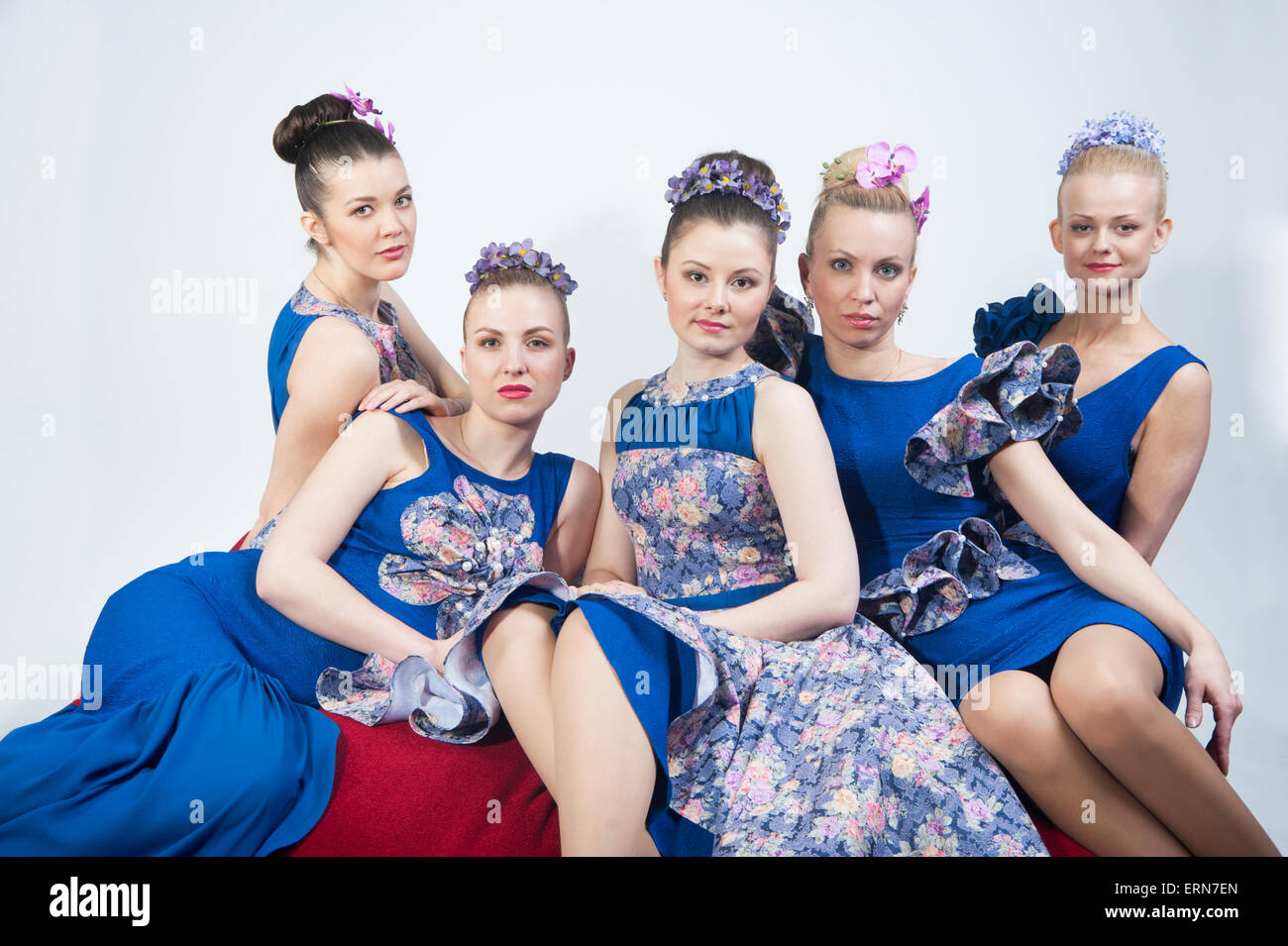 Five young girls looking forward Stock Photo - Alamy