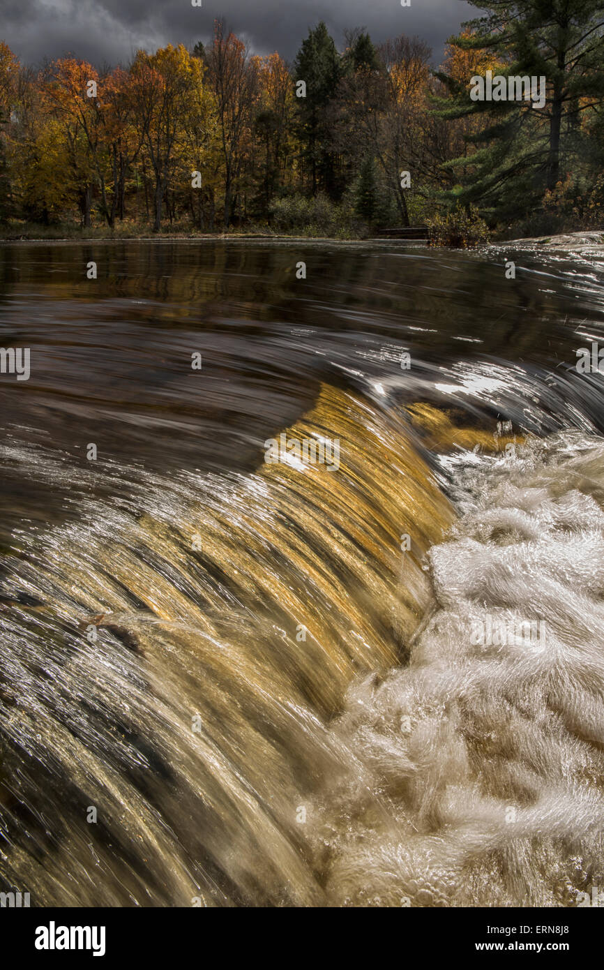 Small waterfall at the top of Rosseau Falls in the Rosseau River, near ...