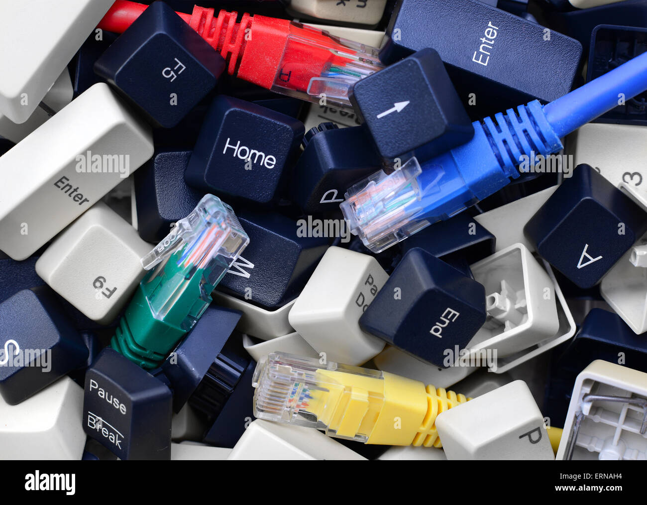 Close-up on Black and White Computer Keyboard Keys in a pile with ...