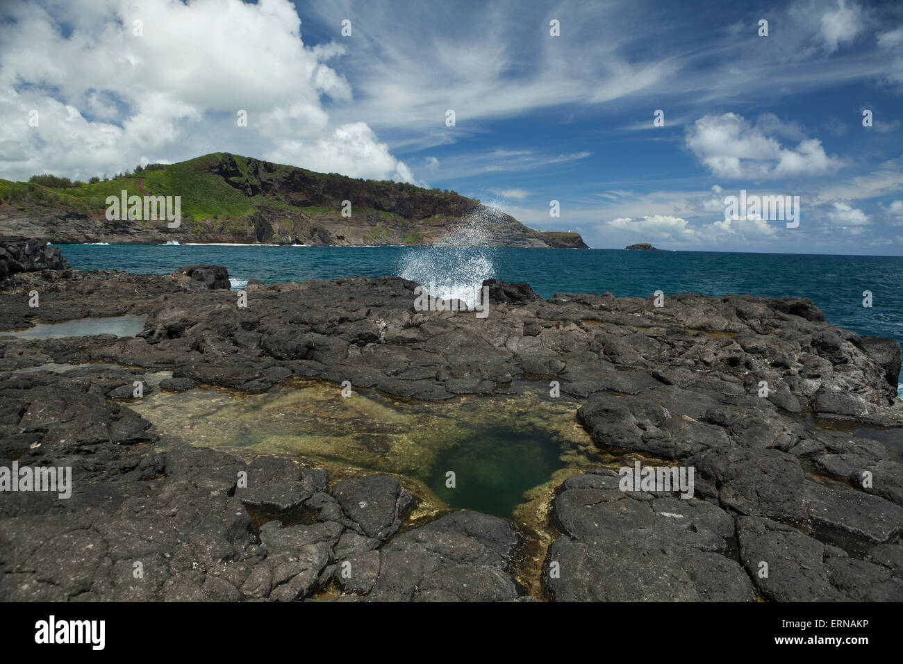 Tidepools at Makolea Point, Kilauea Point from Makolea; Kauai, Hawaii ...
