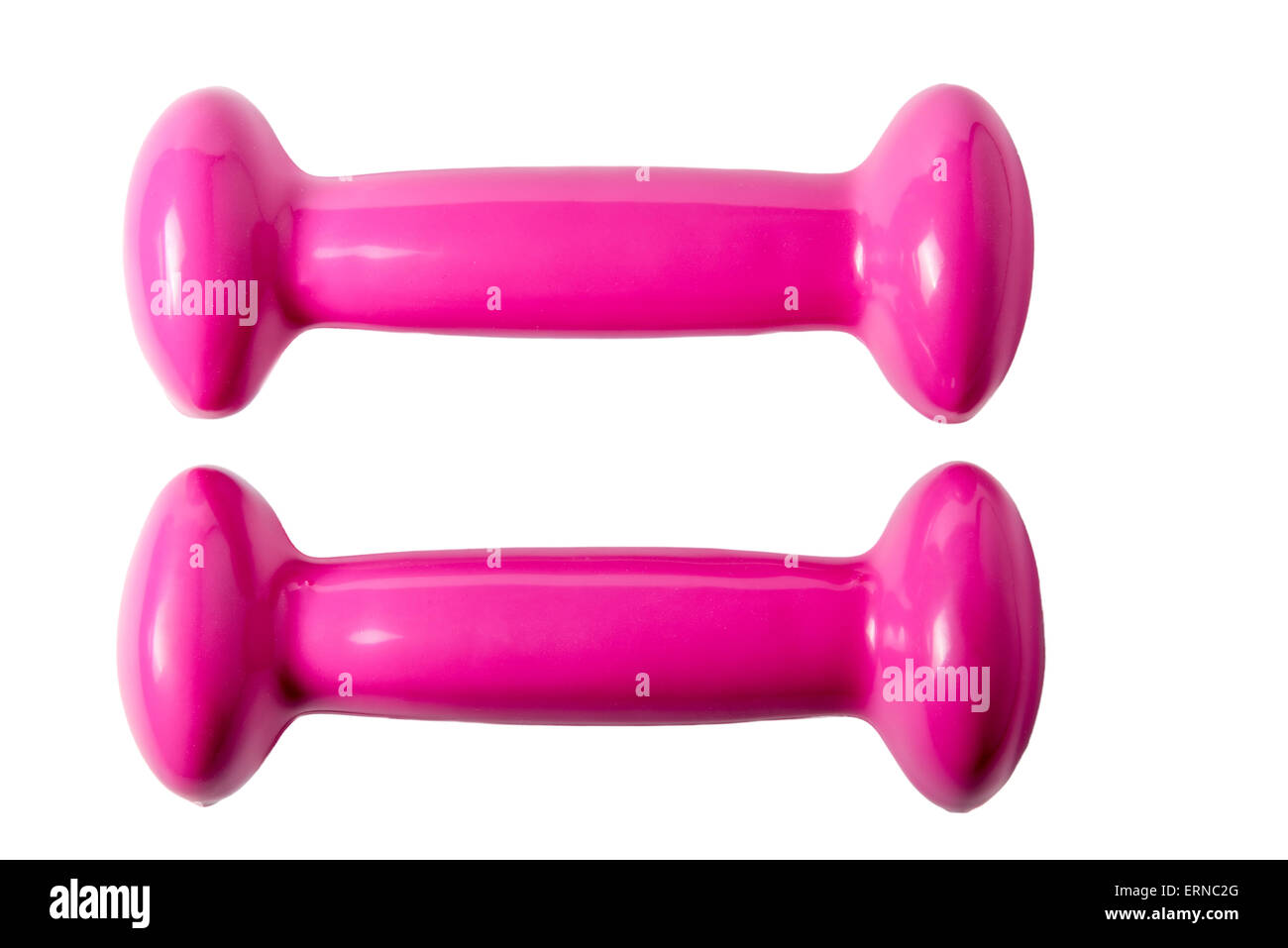 Two pink color dumbbells isolated closeup Stock Photo - Alamy