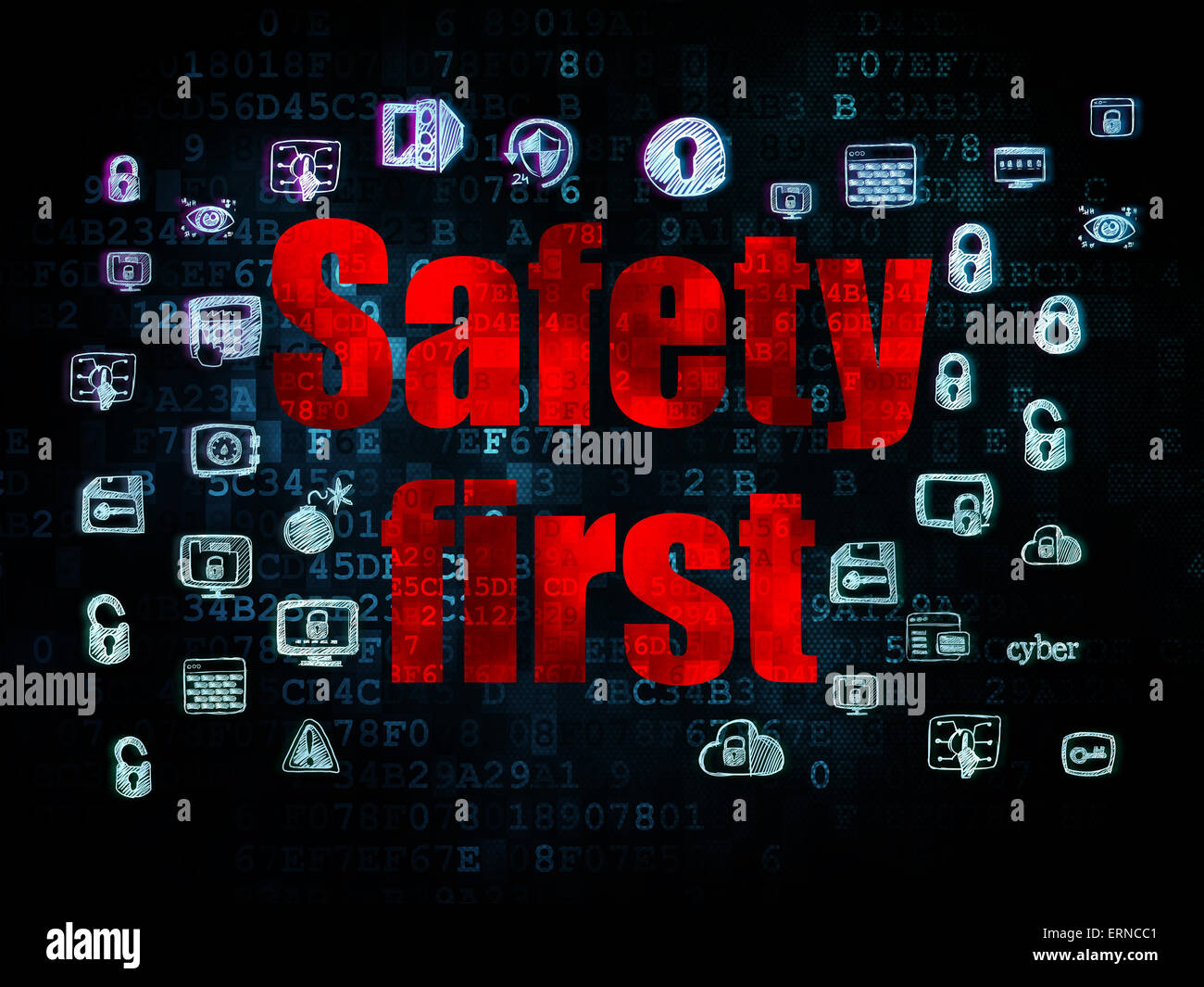 Security concept: Safety First on Digital background Stock Photo - Alamy