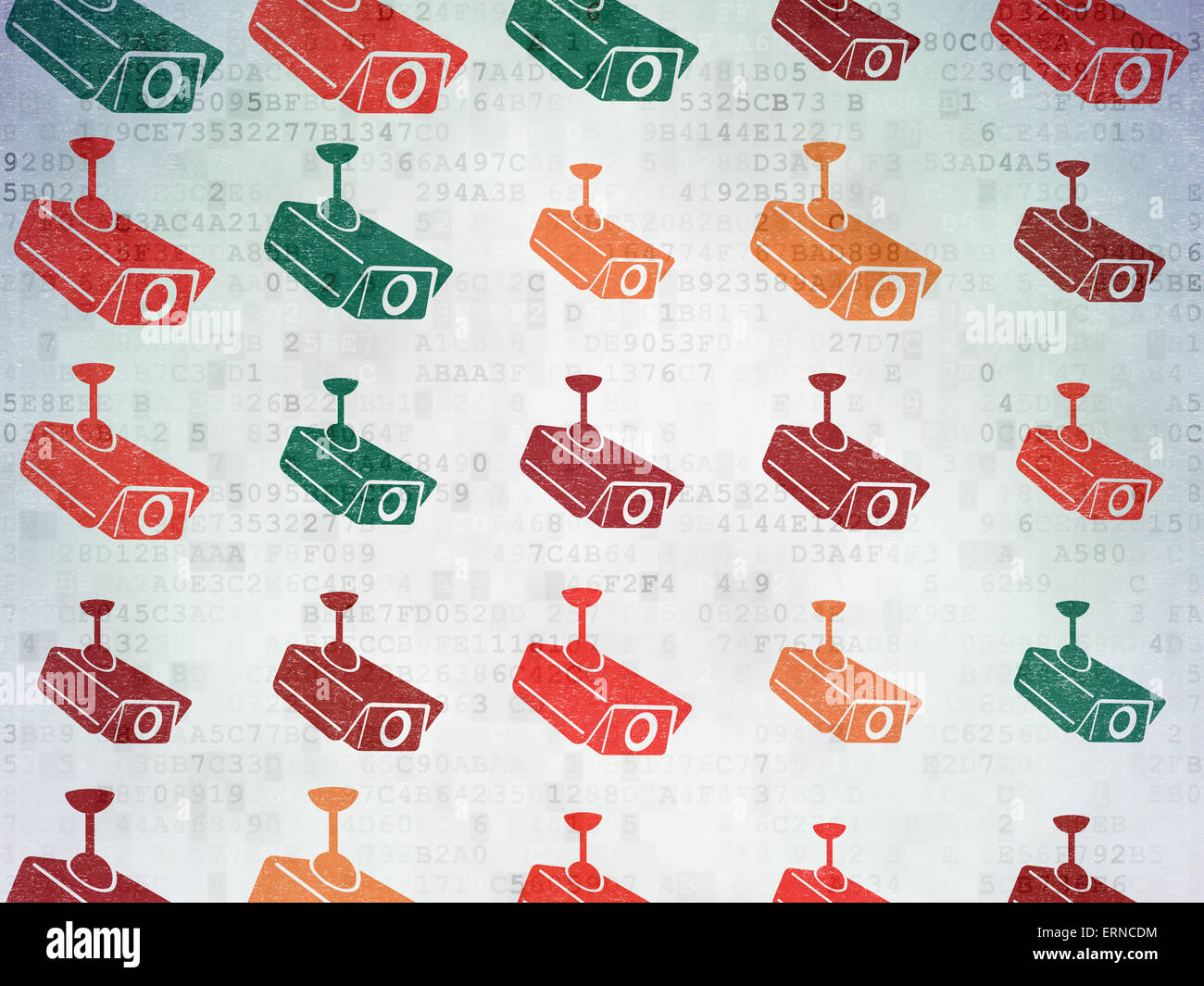 Privacy concept: Cctv Camera icons on Digital Paper background Stock ...