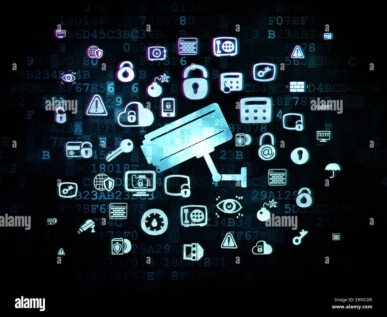 Protection concept: Cctv Camera on Digital background Stock Photo - Alamy