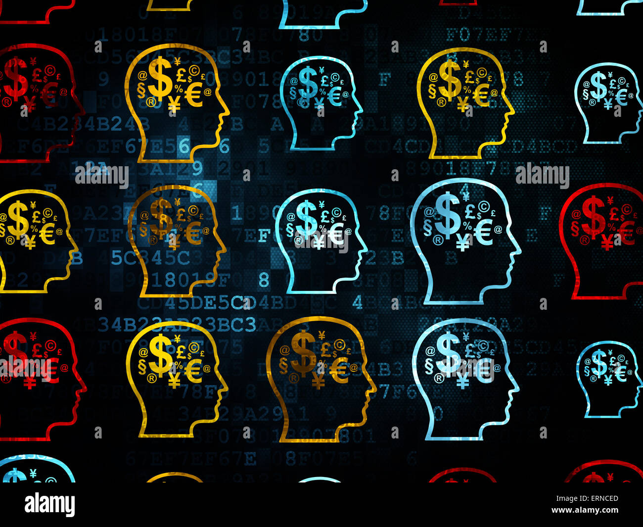 Finance concept: Head With Finance Symbol icons on Digital Stock Photo ...