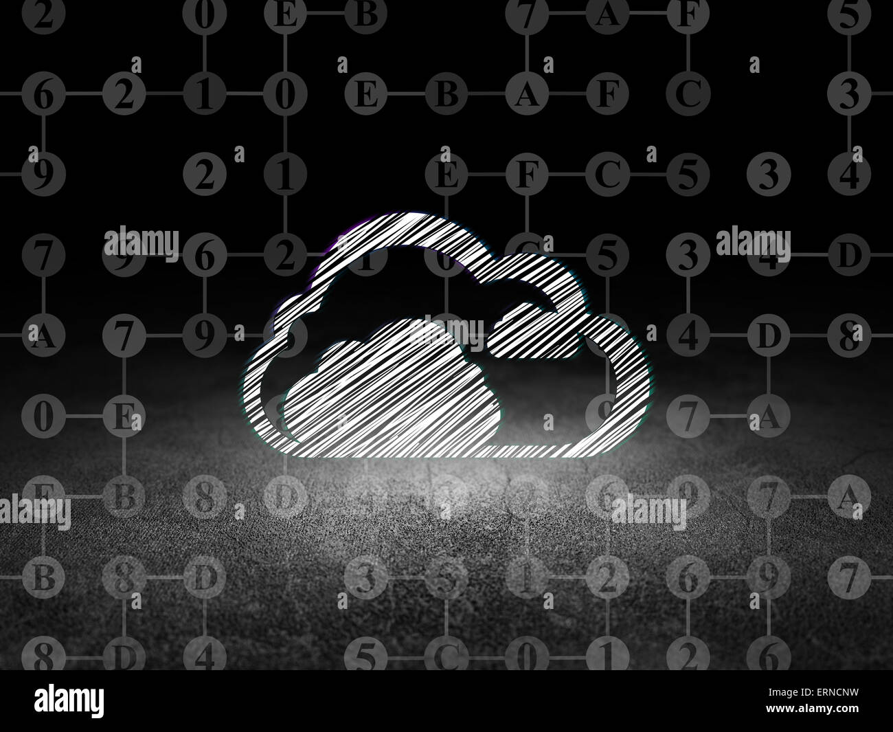 Cloud technology concept: Cloud in grunge dark room Stock Photo - Alamy