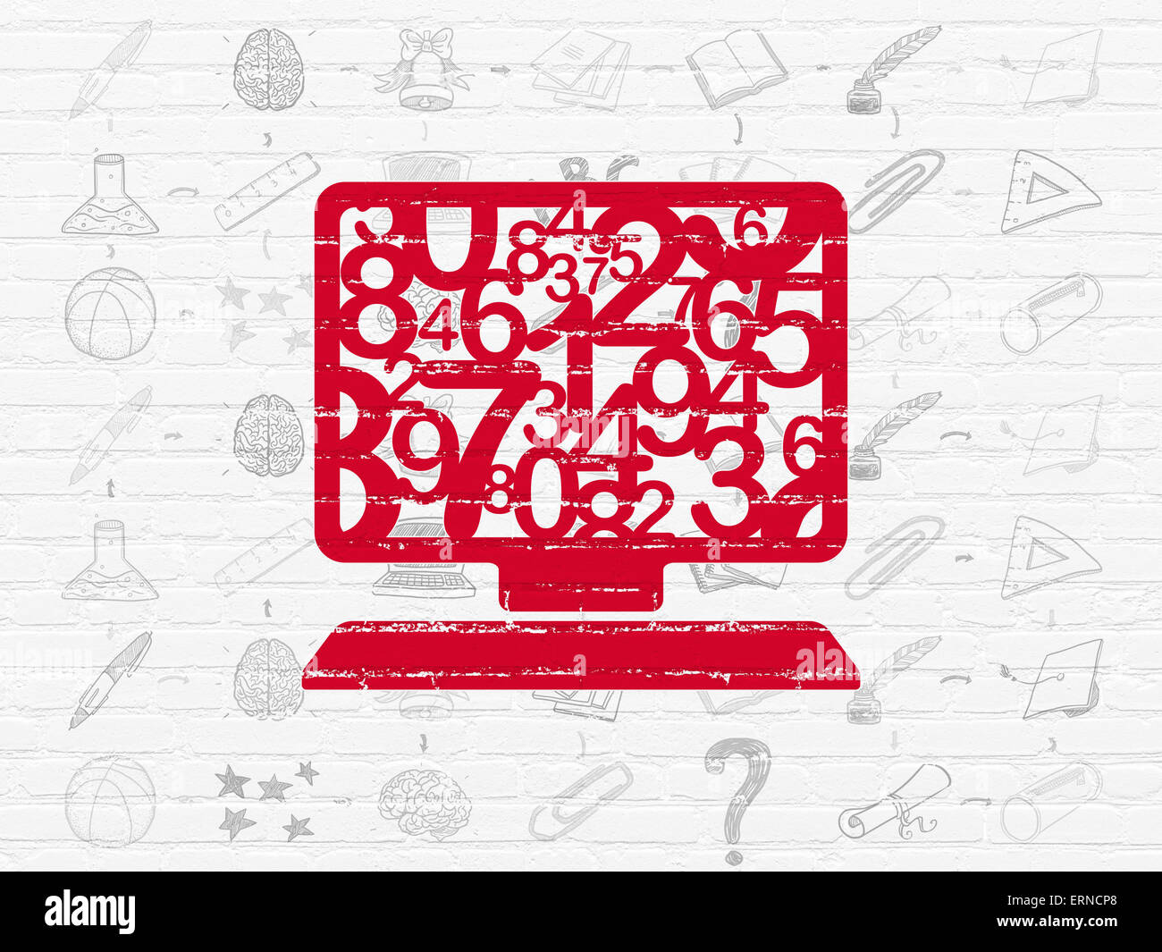 Education concept: Computer Pc on wall background Stock Photo - Alamy