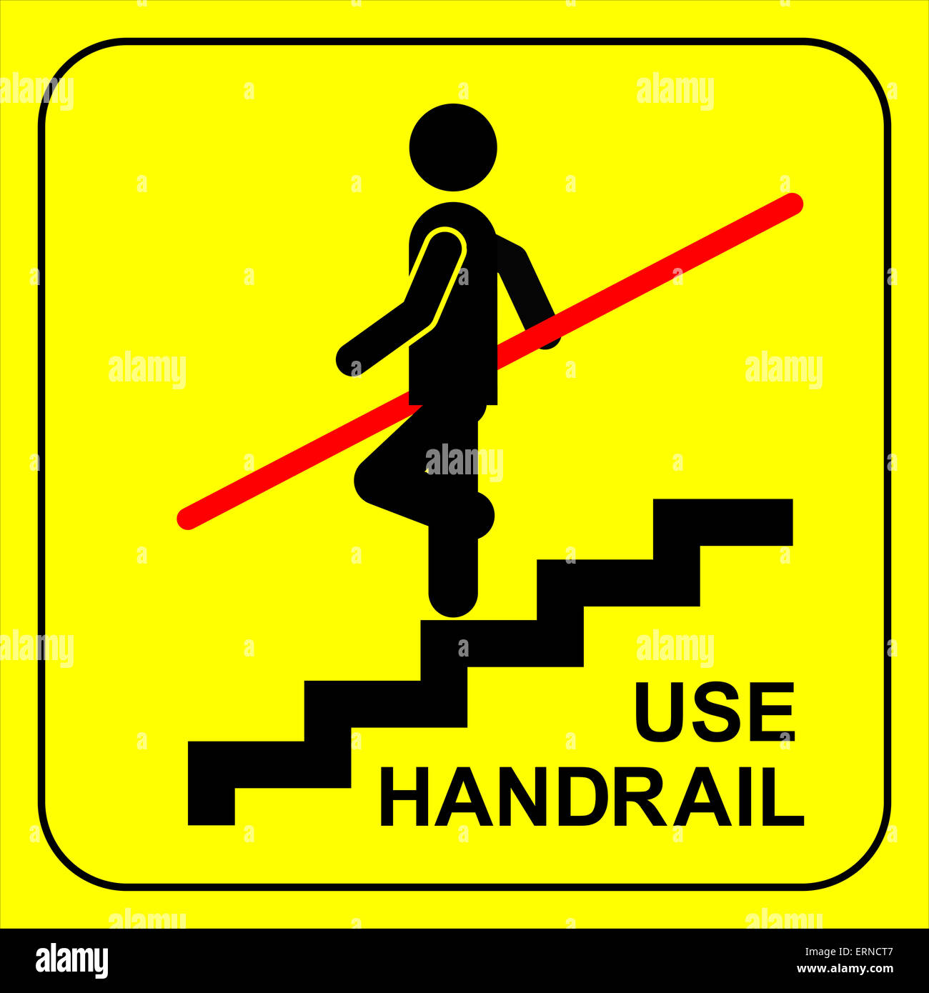 Use Handrail sign Stock Photo - Alamy