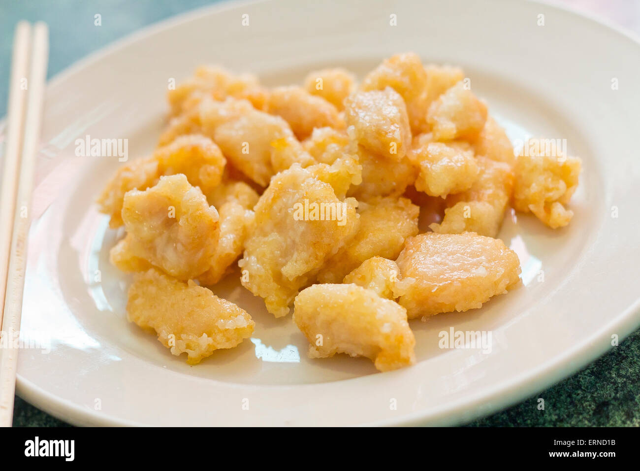 Authentic Chinese walnut chicken with creamy sauce ready to be eaten ...