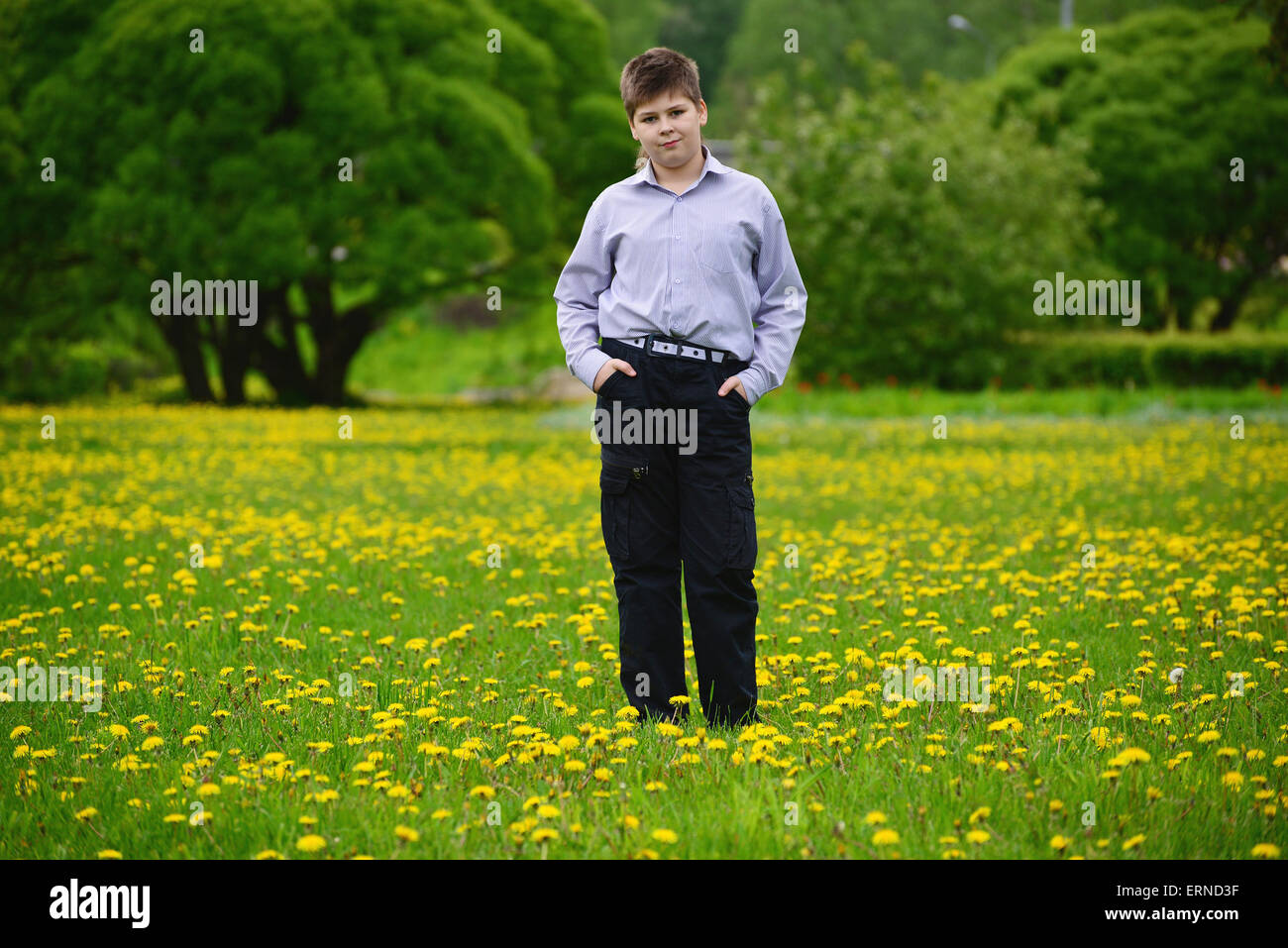 A teenager Boy in the spring park Stock Photo - Alamy